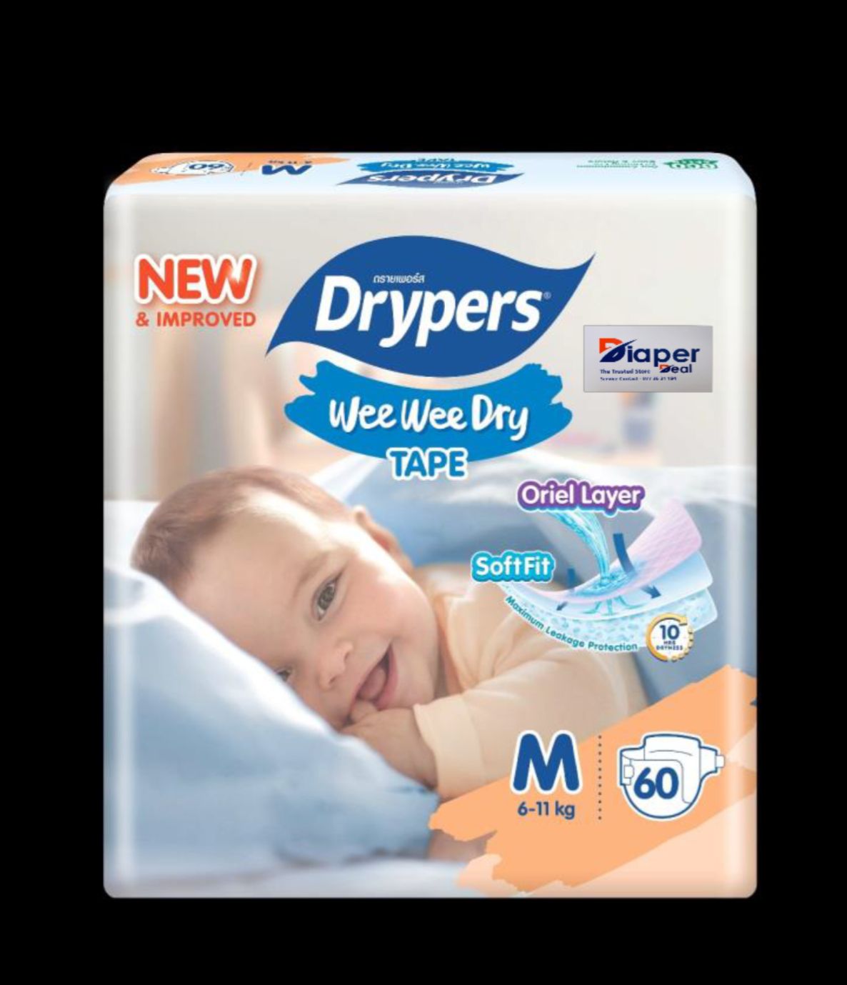 Drypers Medium [Sticker Type] – 60pcs – DiaperDeal.lk